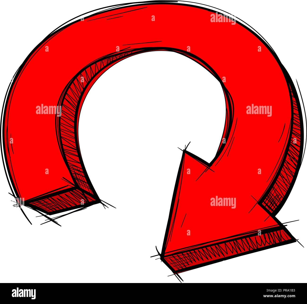 Red arrow. Down circle sign. Colored doodle Stock Vector Image & Art ...