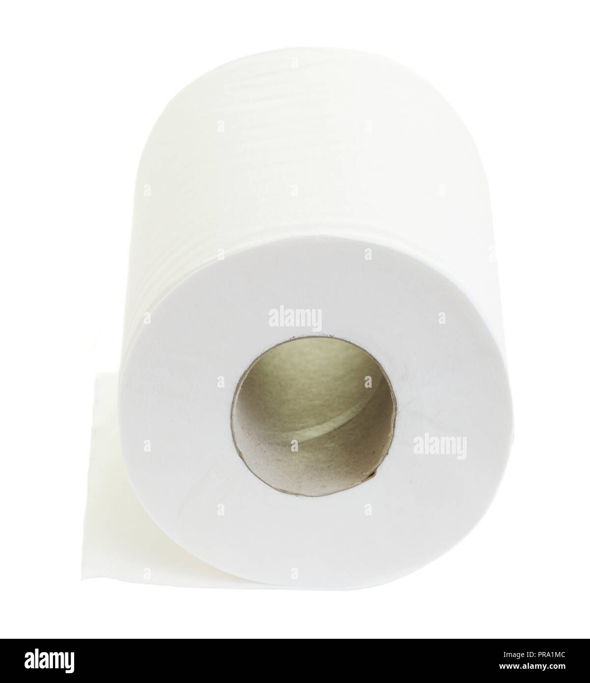 single scroll of toilet paper isolated on white background Stock Photo ...