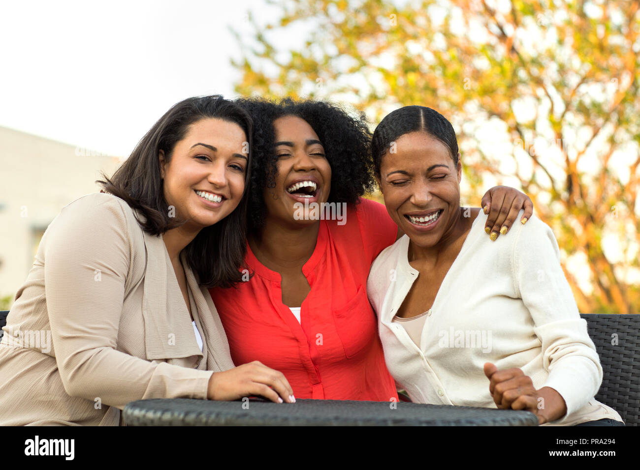 Diverse group of friends talking and laughing Stock Photo - Alamy
