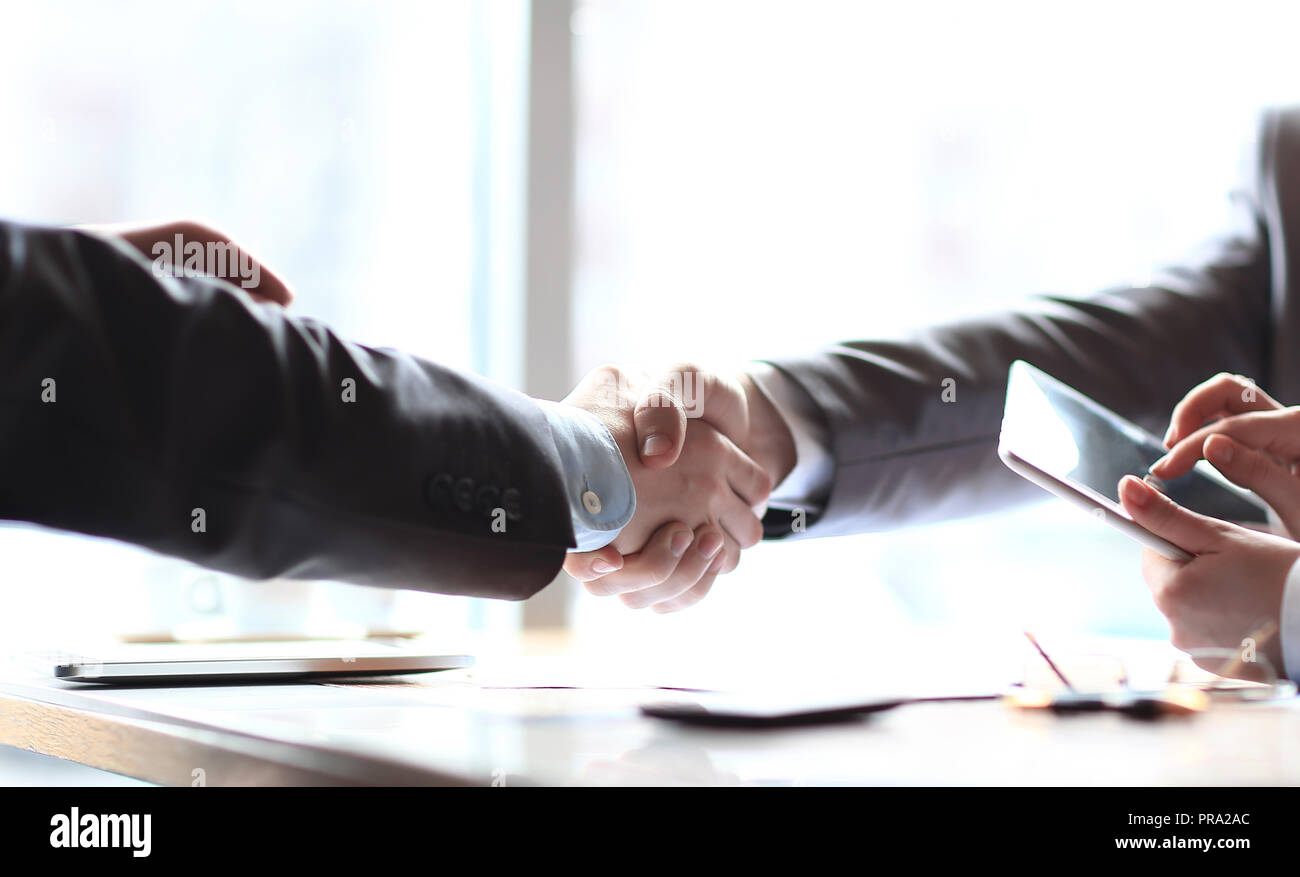 close up.welcome handshake business partners. business concept Stock ...