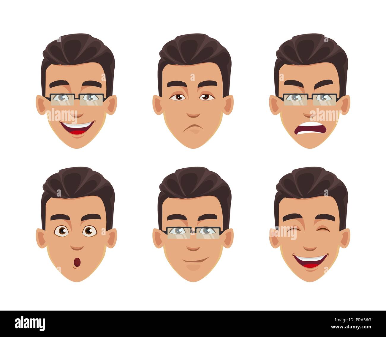 Face expressions of business man. Different male emotions set. Handsome ... Face expressions of business man. Different male emotions set. Handsome ...
