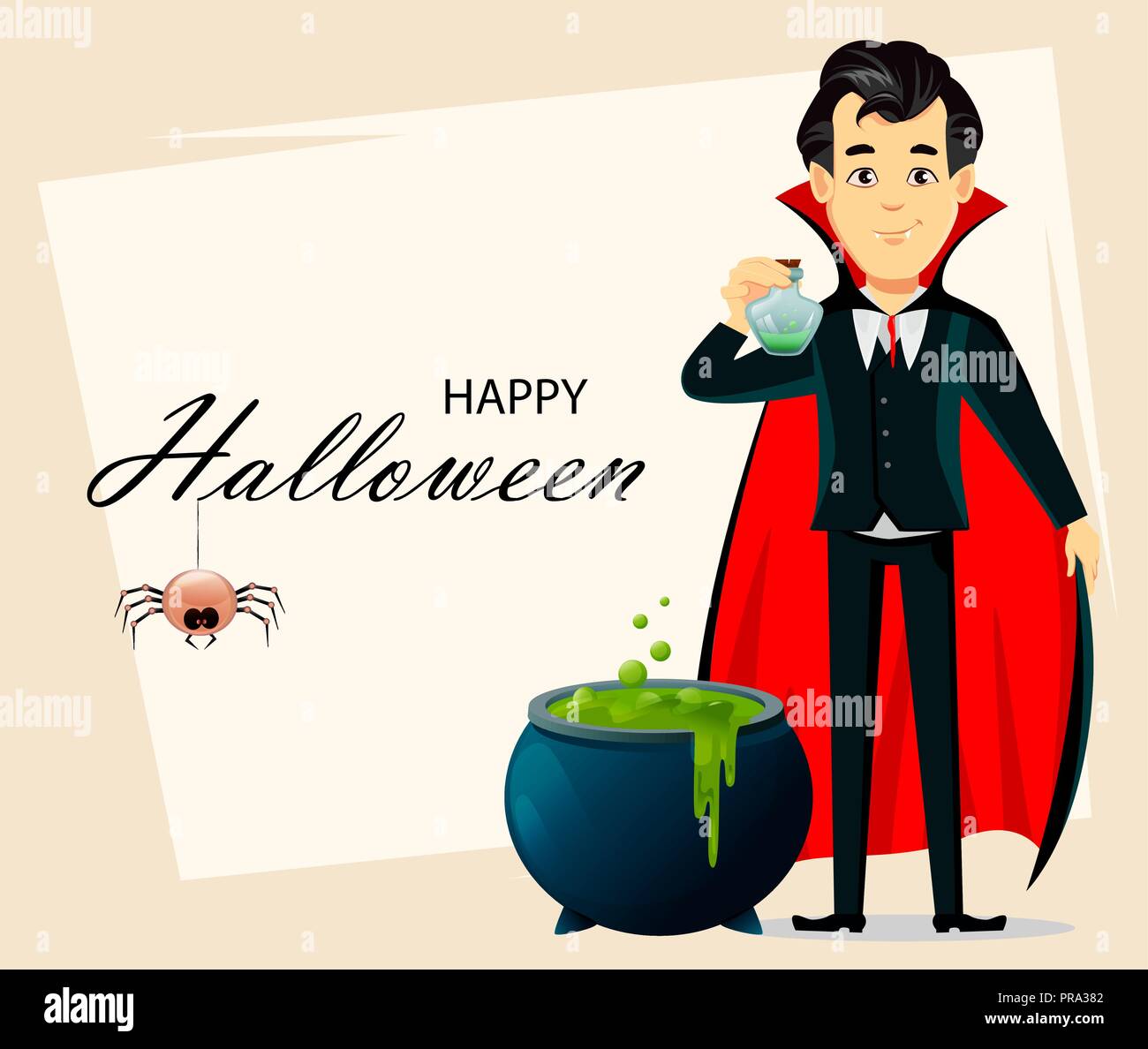 Happy Halloween greeting card, invitation, poster or flyer. Vampire ...
