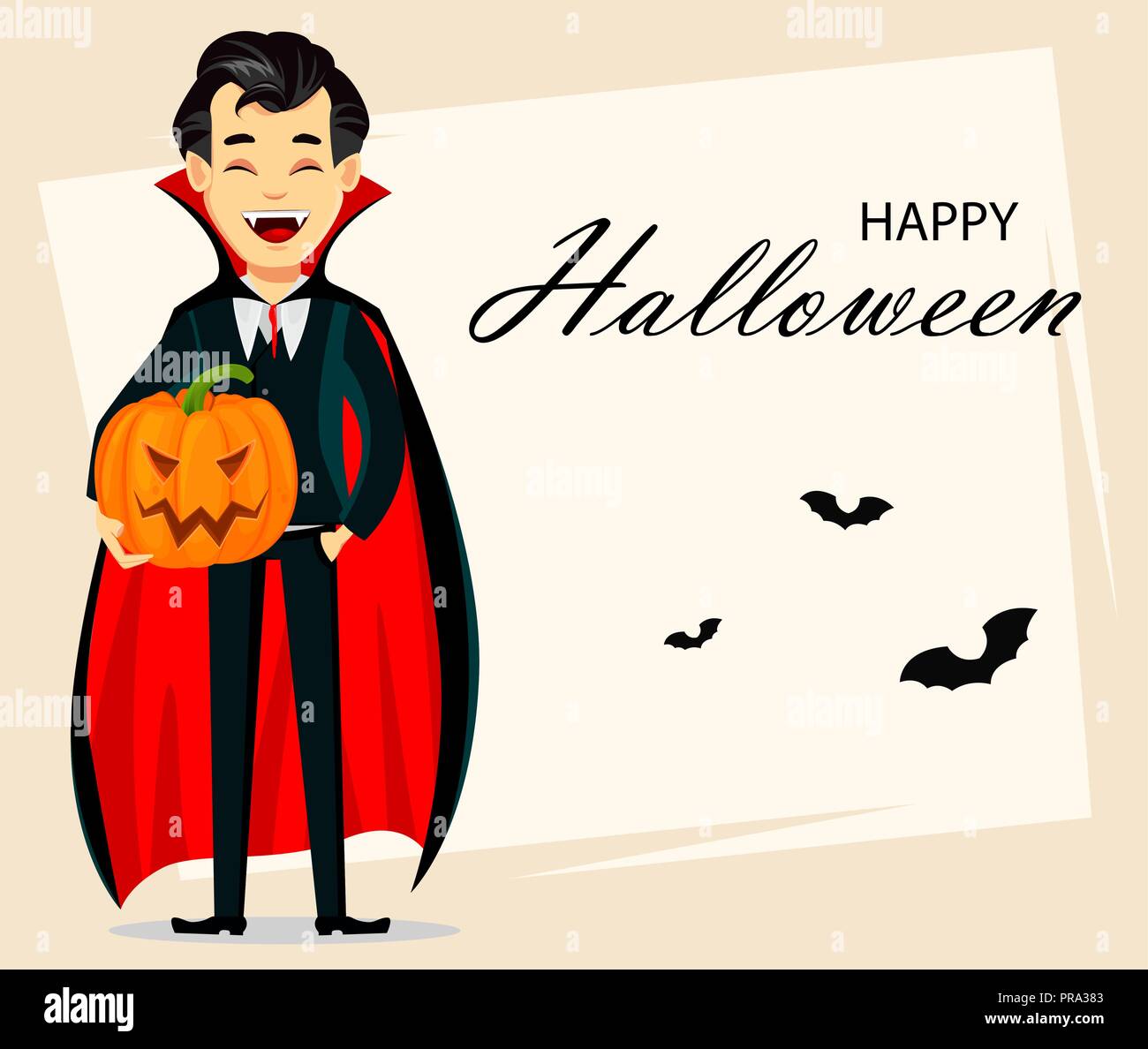 Happy Halloween greeting card, invitation, poster or flyer. Vampire ...