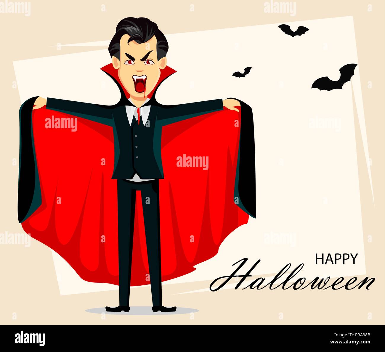 Happy Halloween greeting card, invitation, poster or flyer. Vampire ...