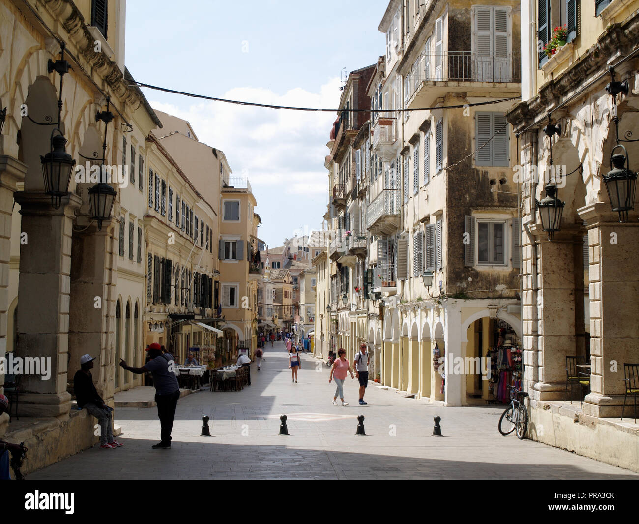 Shopping area of The Liston in old Corfu Town, Kerkyra, Greece Stock ...