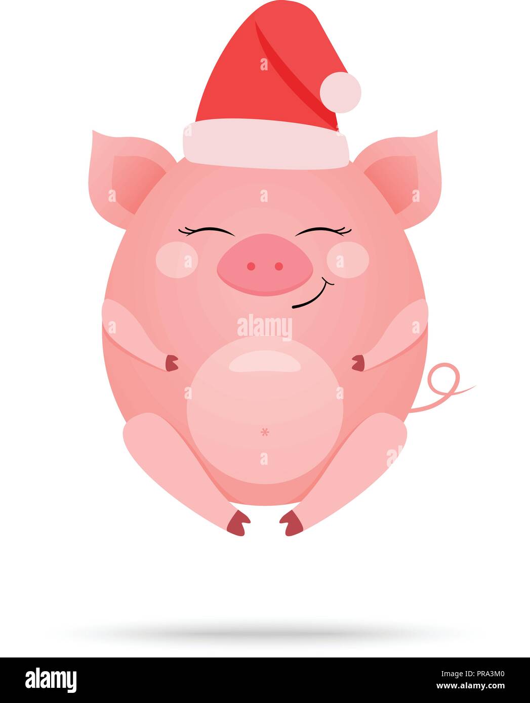 Cartoon illustration of cute amused pig isolated on white background ...