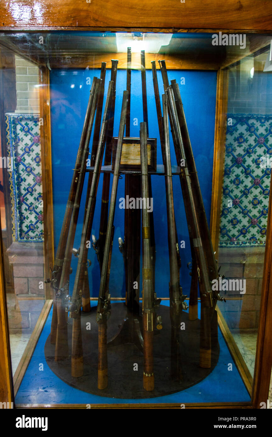 A display of old guns at the Historical Weapons Museum at Afif Abad ...