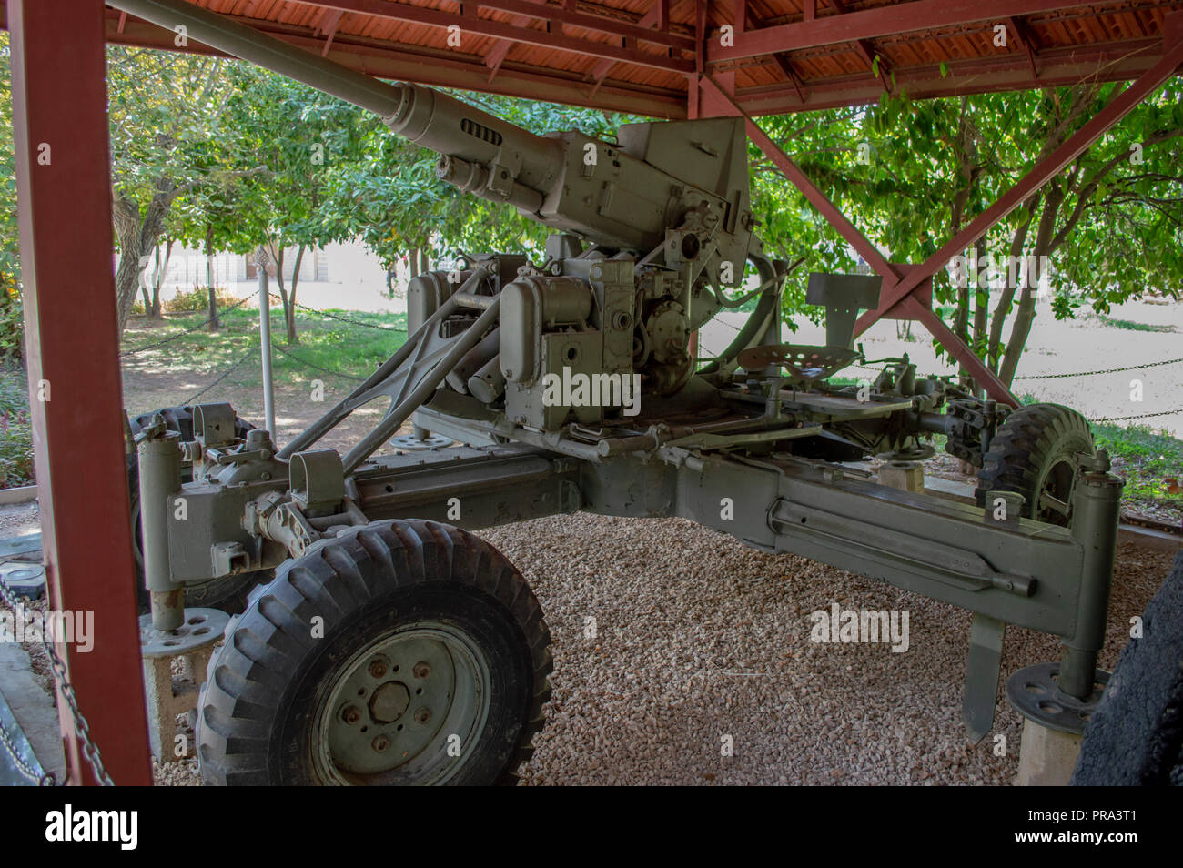 A turret gun on display at Afif Abad Garden in Shiraz, Iran Stock Photo ...