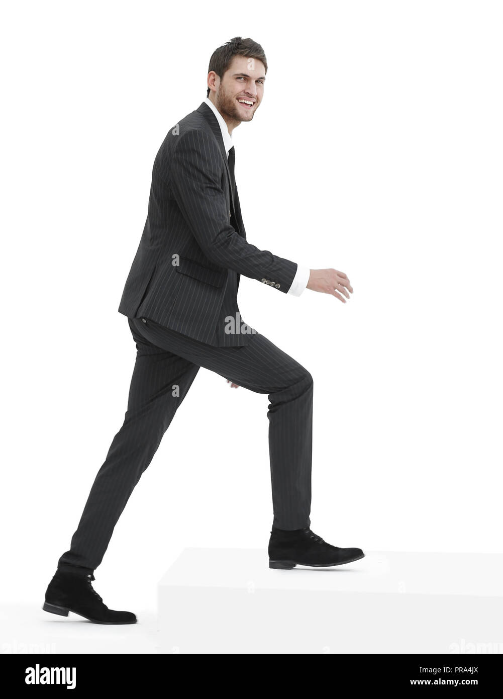 full growth.businessman taking a step forward.isolated on white Stock ...