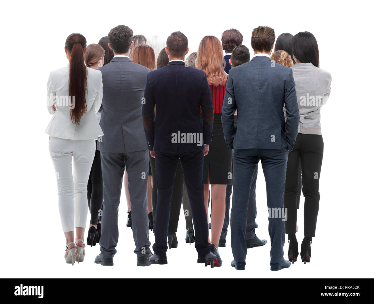 Back view group of business people. Rear view. Isolated over white ...