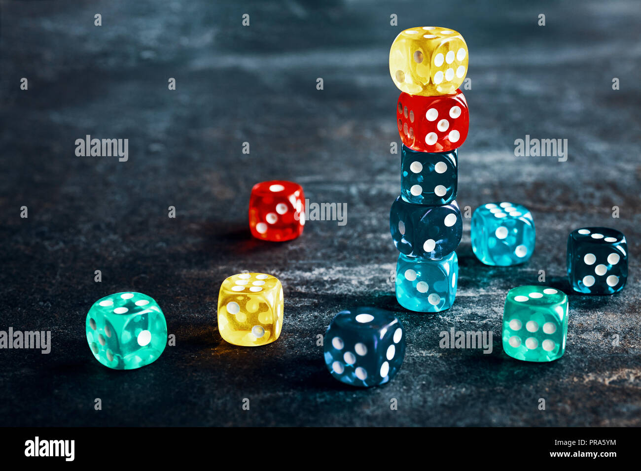 Dice on a blue background hi-res stock photography and images - Alamy