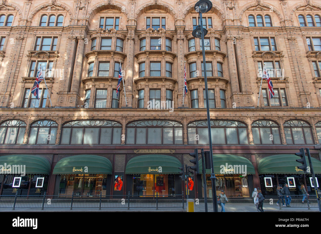 Harrods department store frontage in Brompton Road, London UK. October ...