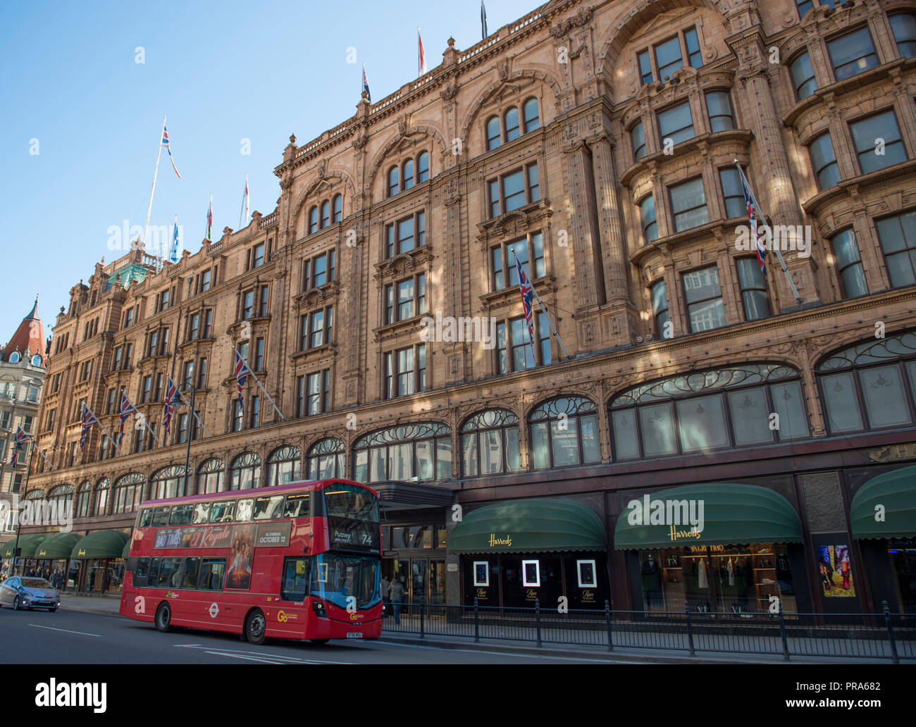 Harrods department store in Brompton Road, London UK. October 2018 ...