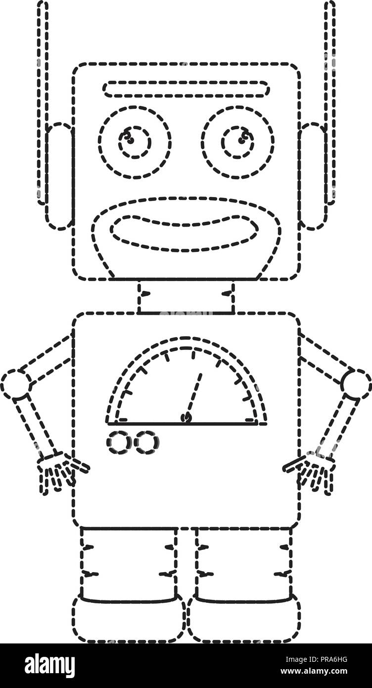 Dotted line cute robot toy icon Stock Vector Image & Art - Alamy