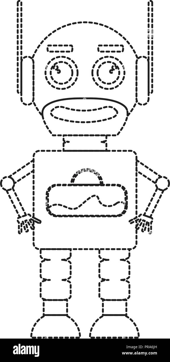 Dotted line cute robot toy icon Stock Vector Image & Art - Alamy