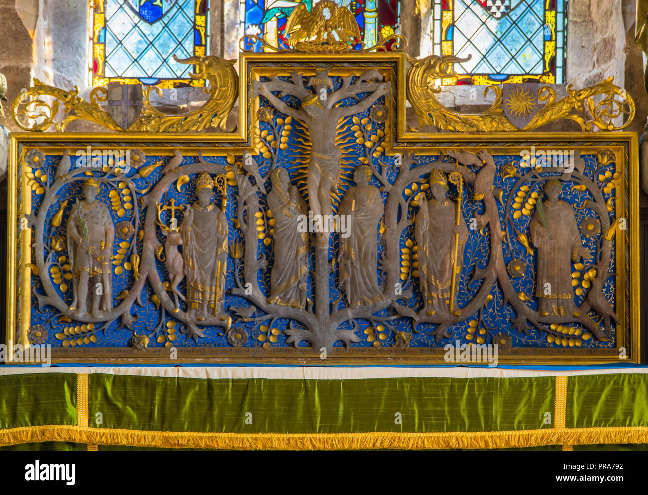 Alabaster reredos made by Ninian Comper. St George Church Brinsop ...