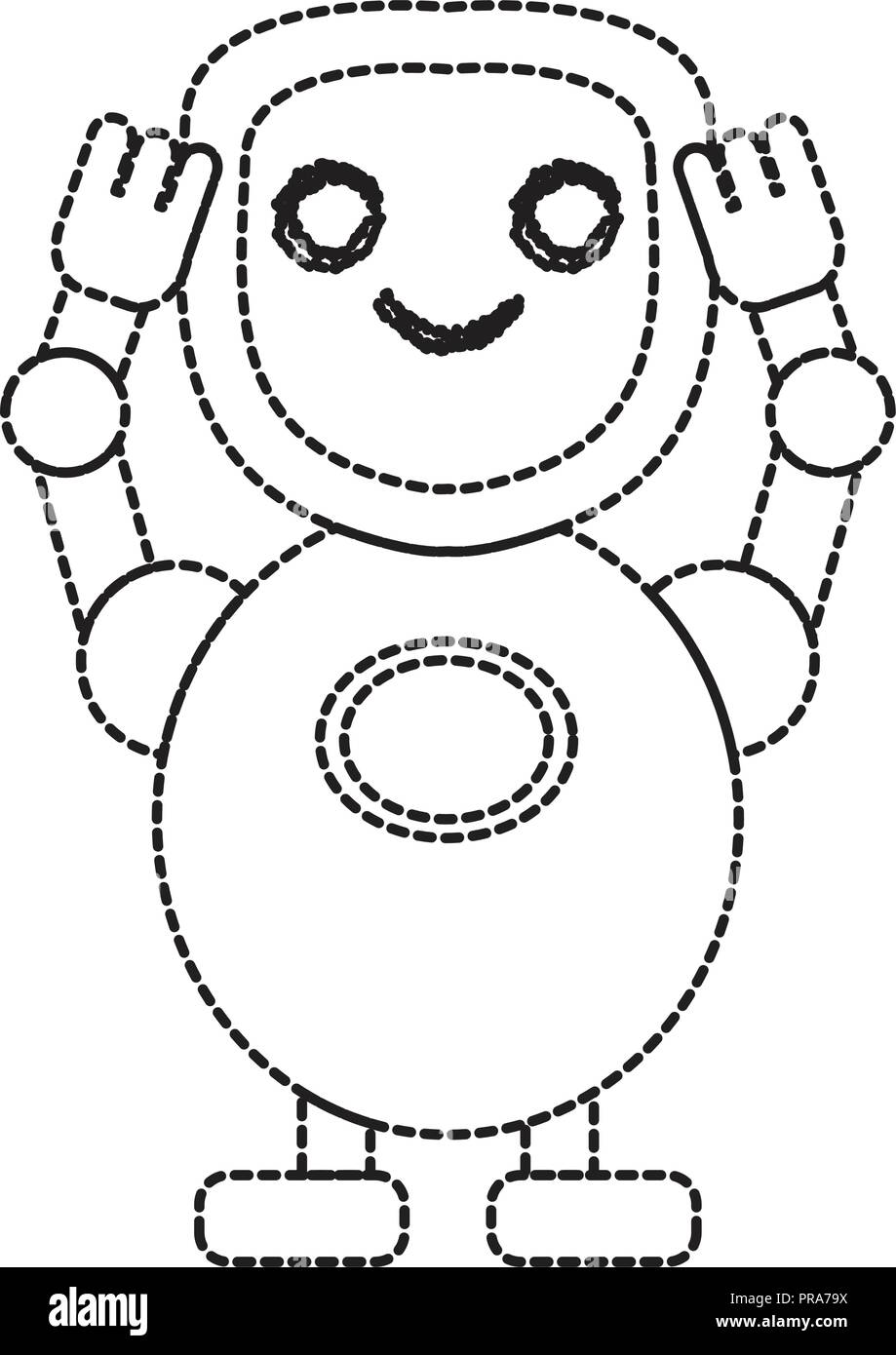 Dotted line cute robot toy icon Stock Vector Image & Art - Alamy