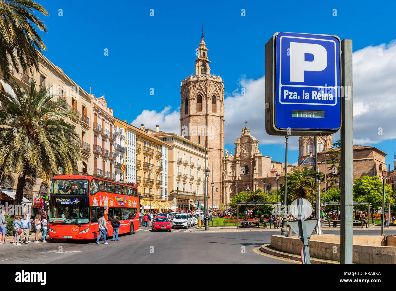 Queen square (Plaza de la Reina) in historic district of Valencia Spain ...
