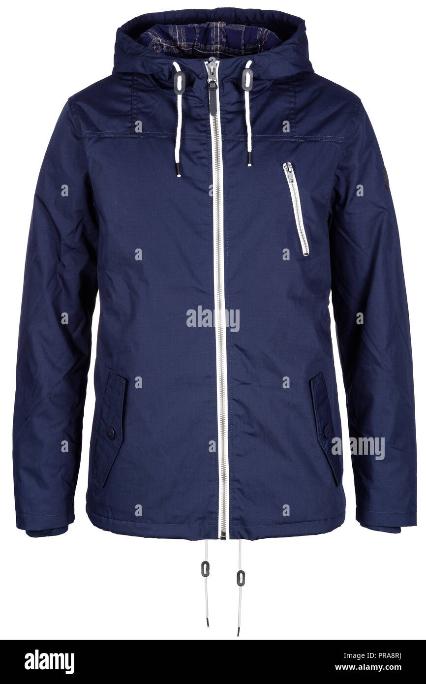 Warm navy blue jacket isolated on white background Stock Photo - Alamy