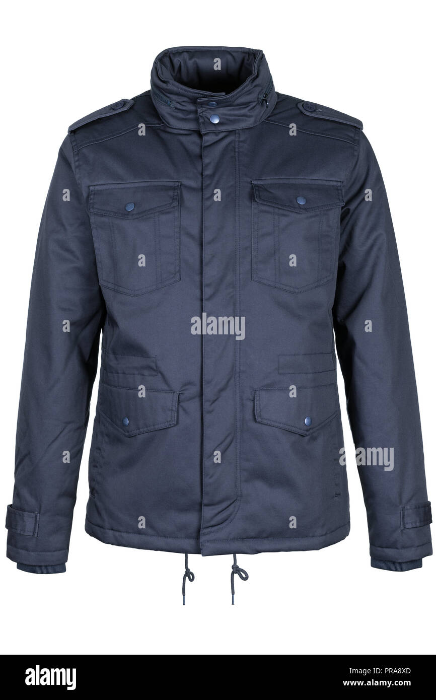 Warm navy blue jacket isolated on white background Stock Photo - Alamy