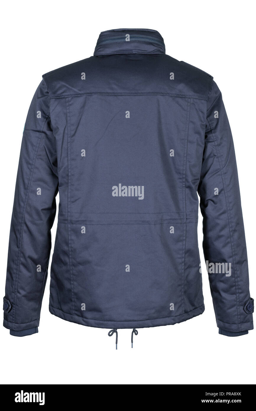 Back of navy blue jacket with hood Stock Photo - Alamy