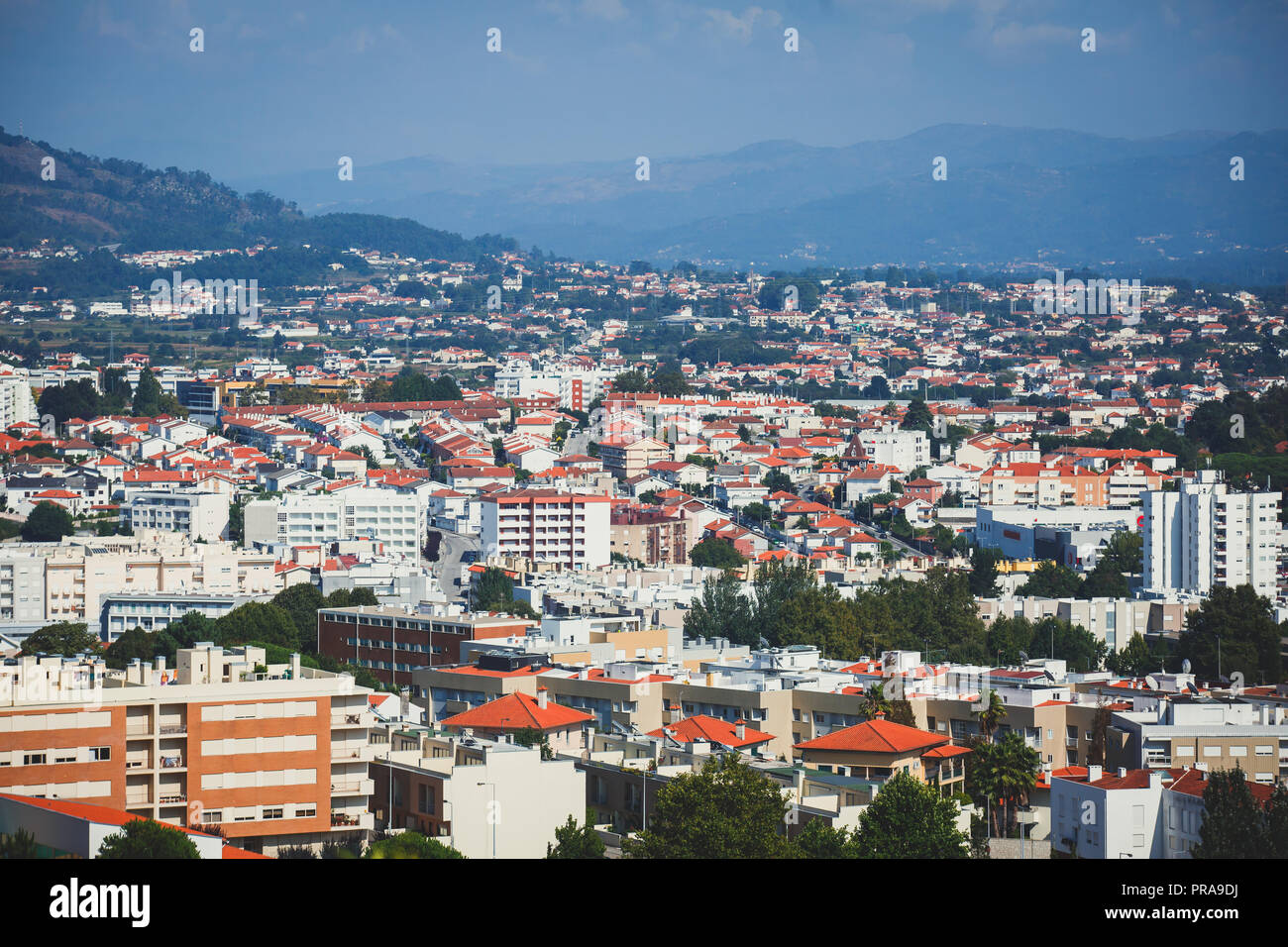 Aerial view of Viana do Castelo, city in Norte region of Portugal, with ...