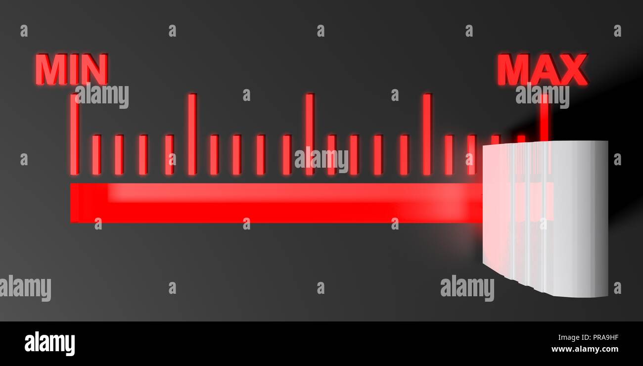 Level selector on a black control panel - 3D rendering Stock Photo - Alamy