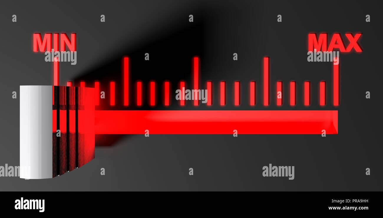 Level selector on a black control panel - 3D rendering Stock Photo - Alamy