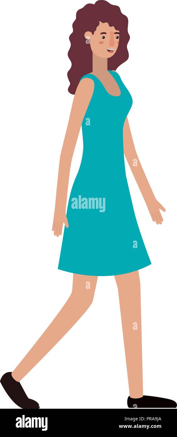 beautiful and young woman walking character Stock Vector Image & Art ...