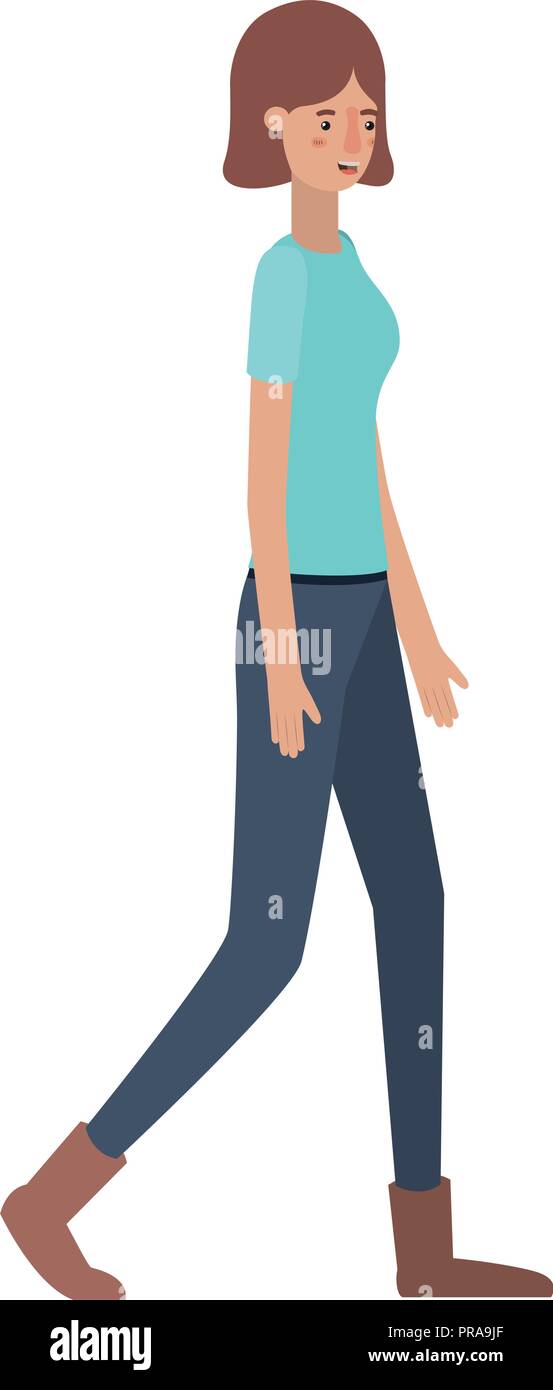 beautiful and young woman walking character Stock Vector Image & Art ...