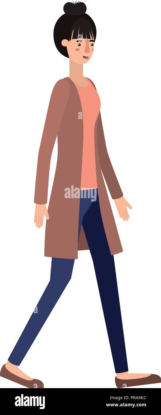 beautiful and young woman walking character Stock Vector Image & Art ...
