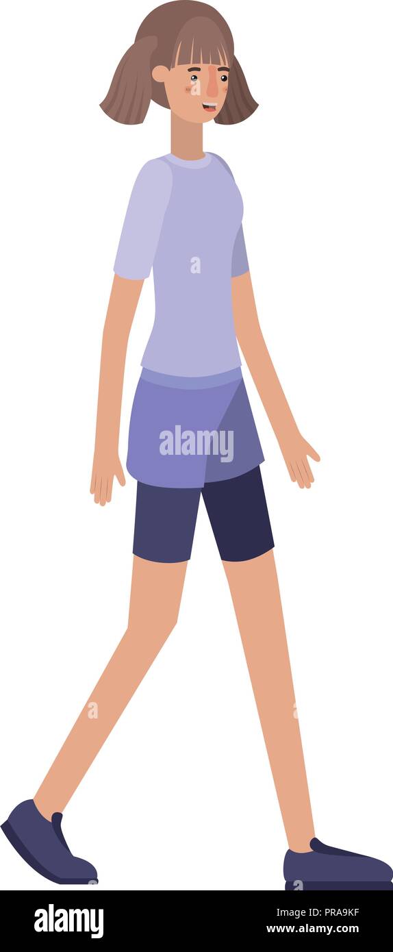 beautiful and young woman walking character Stock Vector Image & Art ...