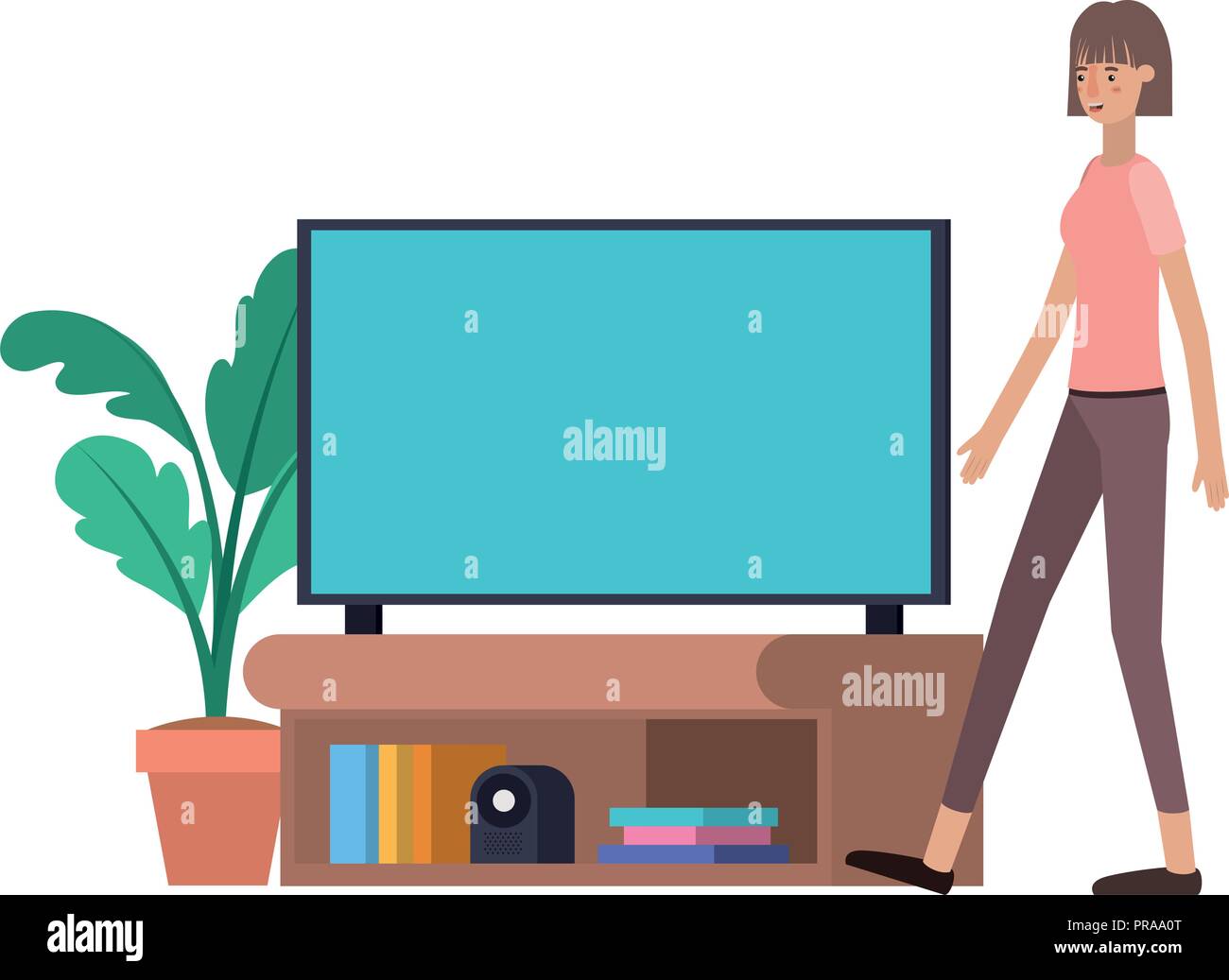 Woman television Stock Vector Images - Alamy