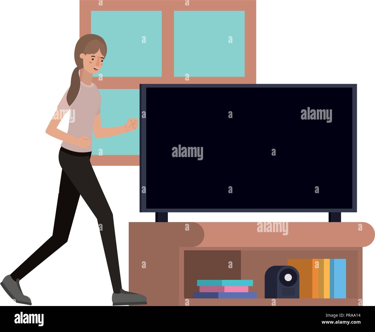 Woman television Stock Vector Images - Alamy