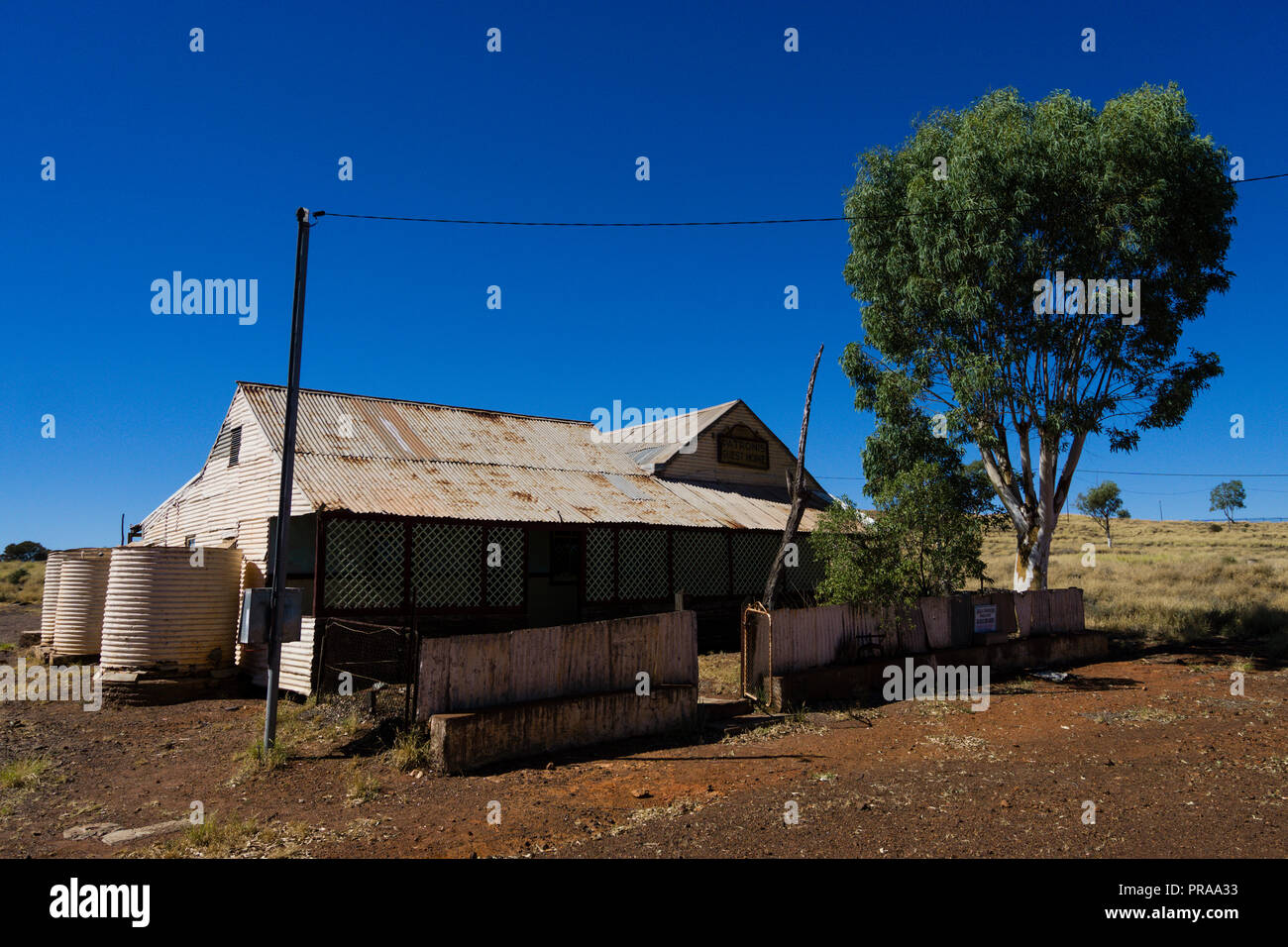 Deserted corrugated iron miners cottages at the Gwalia Ghost Town ...