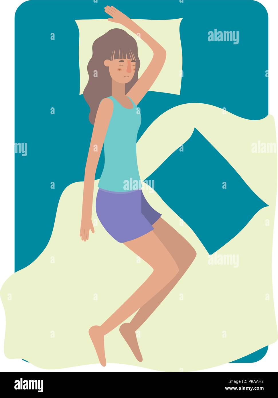 One Woman Sleeping Bed Stock Vector Images Alamy