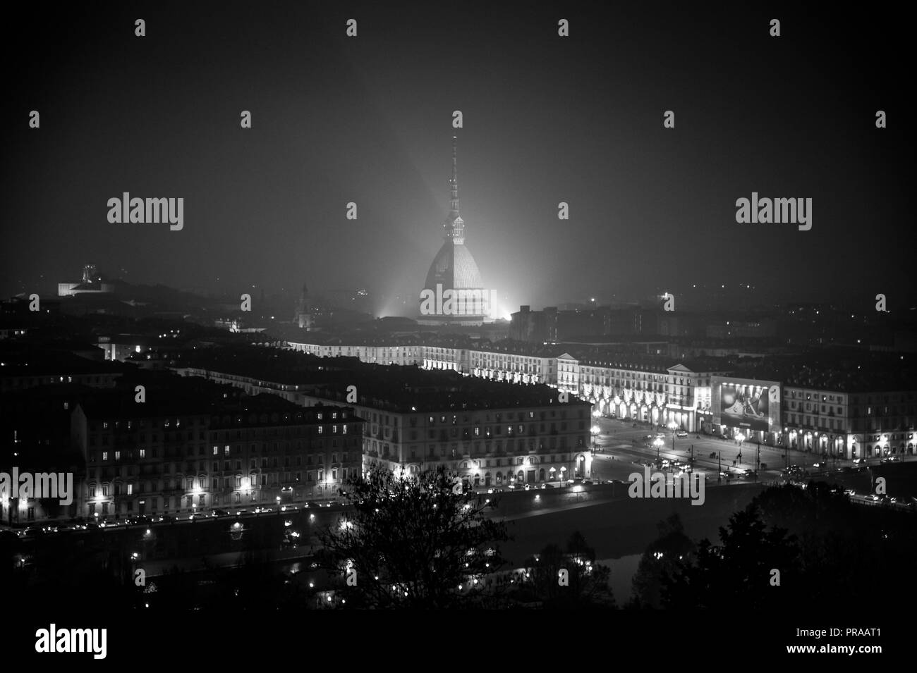 View of Turin at night Stock Photo - Alamy