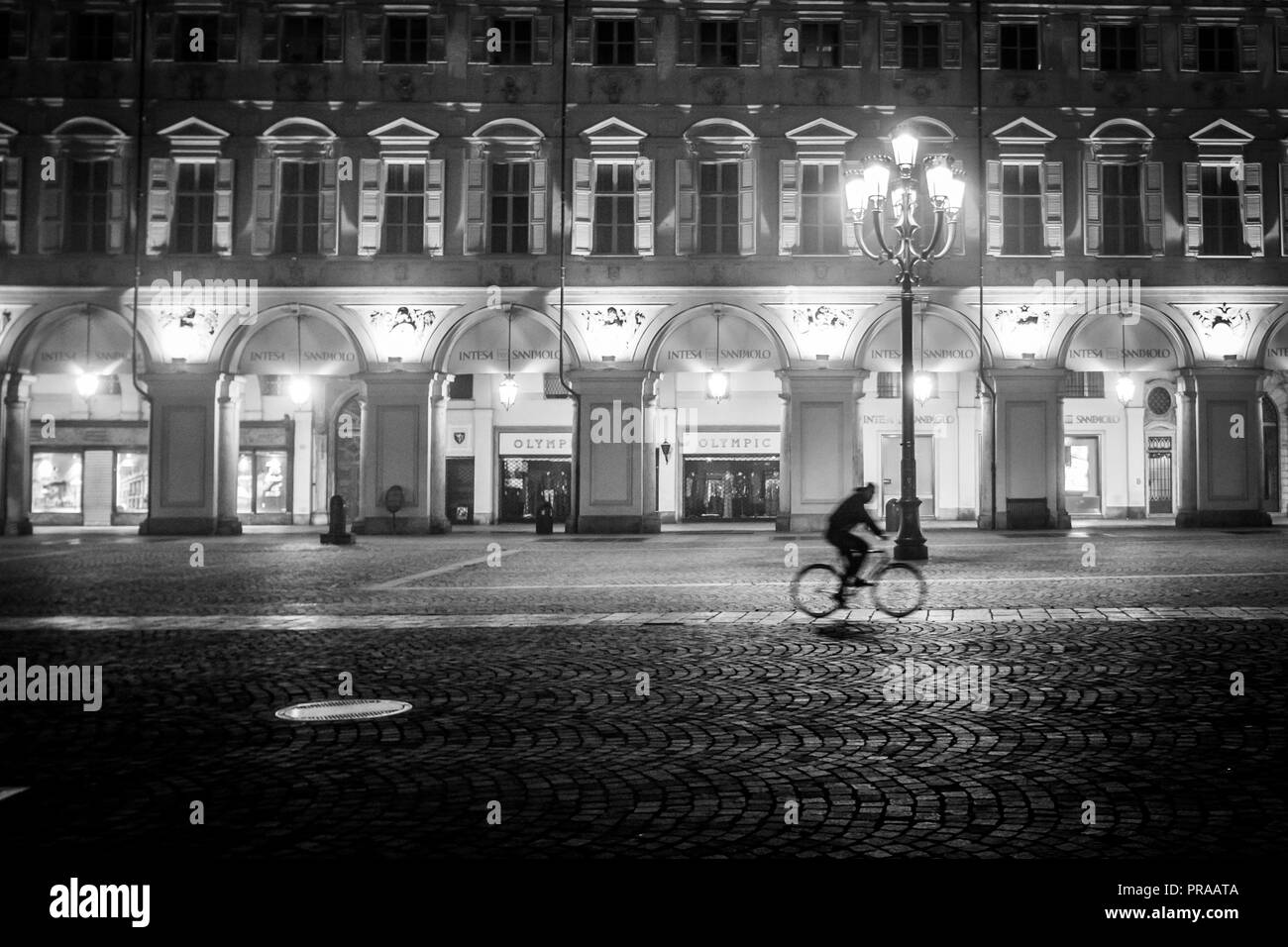 Turin by night: San Carlo Square Stock Photo - Alamy