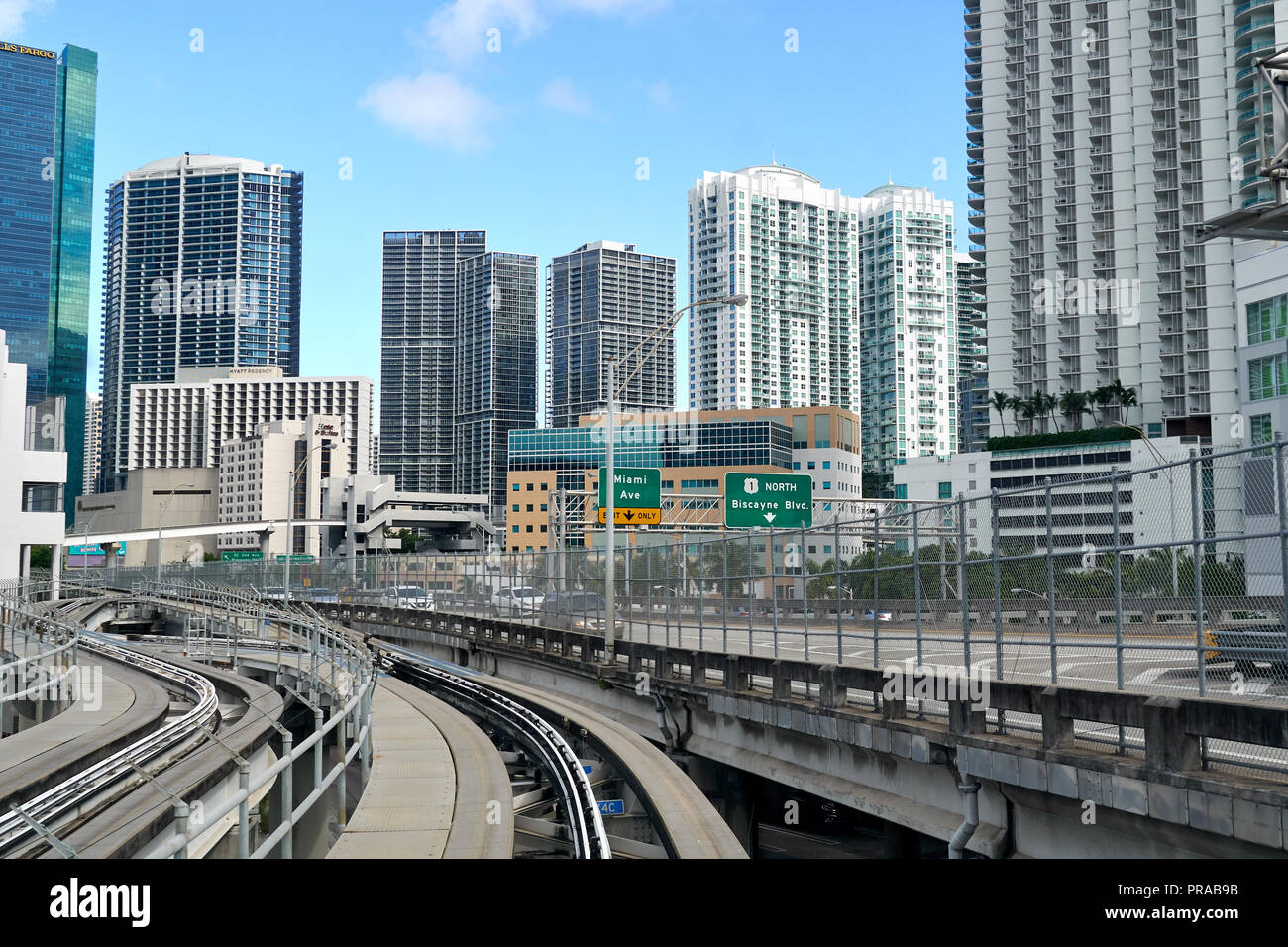 MIAMI, USA - AUGUST 22, 2018: Metromover in Downtown Miami. Metromover ...