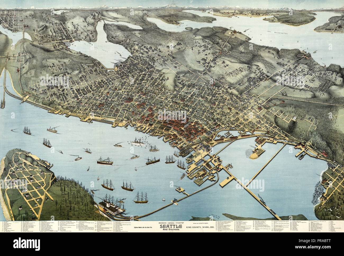 Birds eye view of Seattle and environs King County, Washington, 1891 ...