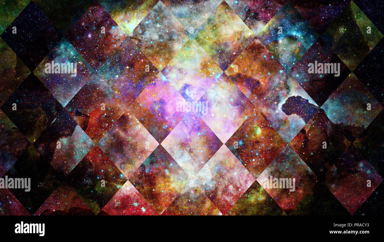 Universe, nebula, galaxy and the sacred geometry collage. Abstract ...