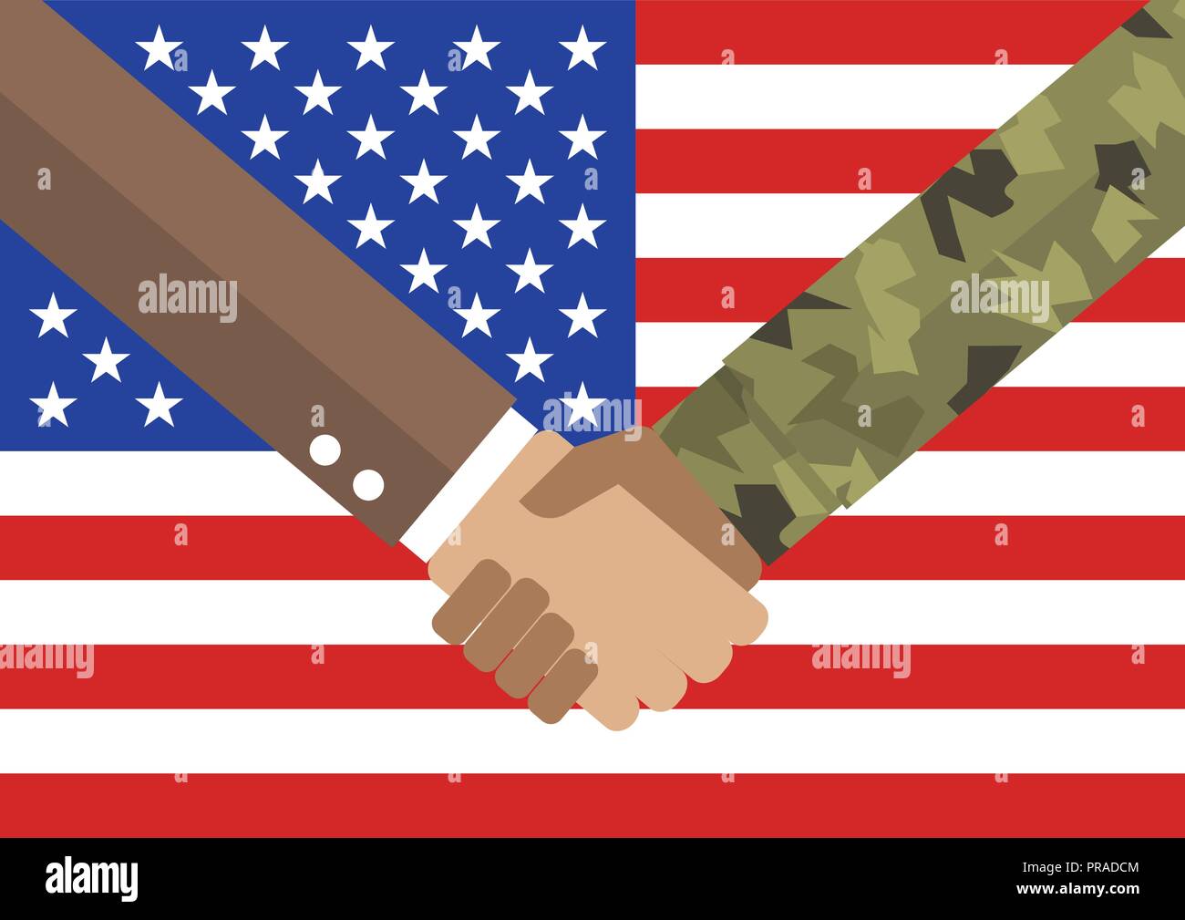 Handshake businessman and soldier. Vector illustration Stock Vector ...