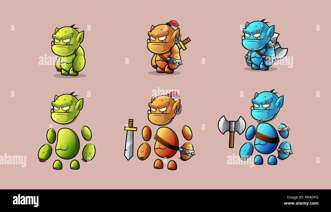 Mini Character warrior stone monster kit Stock Vector Image & Art - Alamy