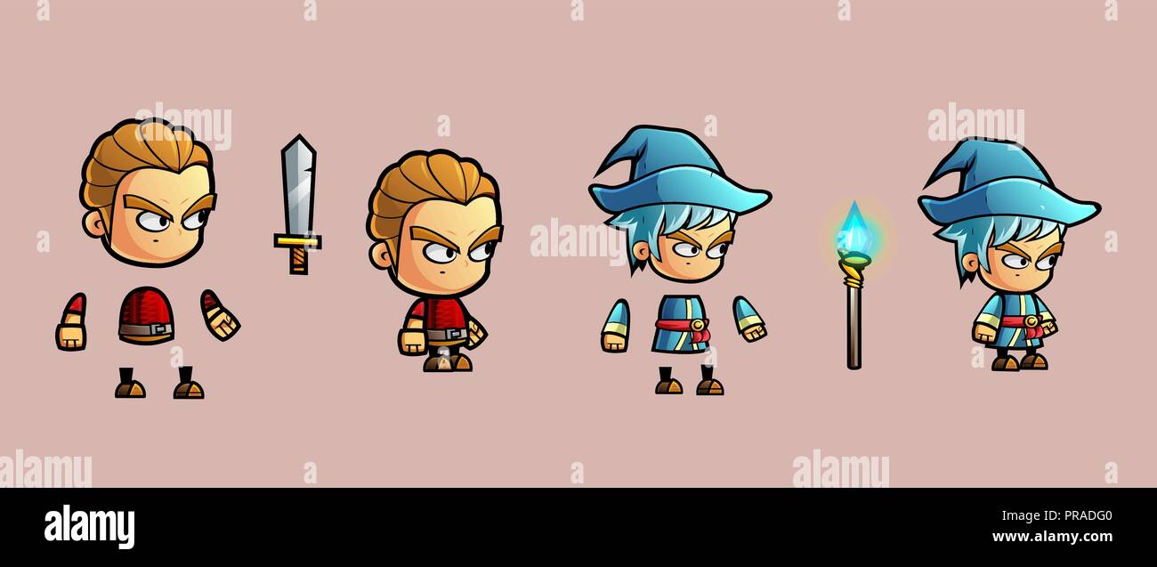 Mini Character warrior and magical kit Stock Vector Image & Art - Alamy