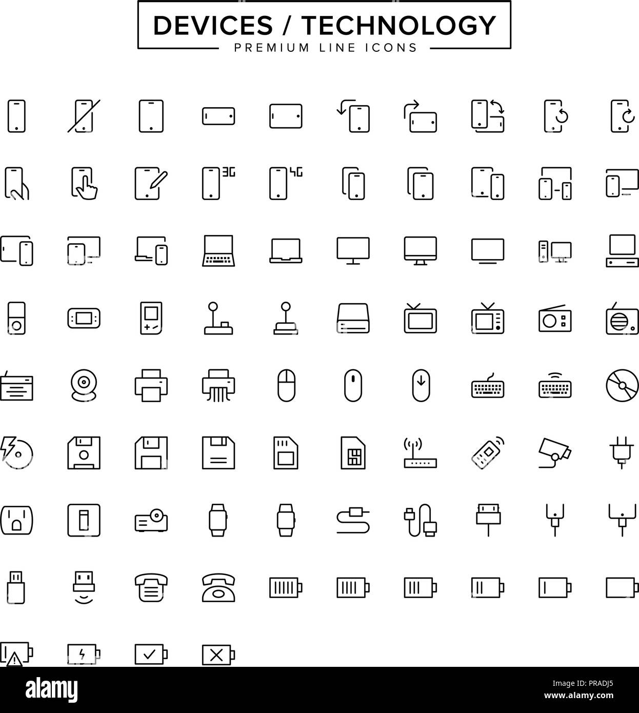 Devices Technology line icon set Stock Vector Image & Art - Alamy