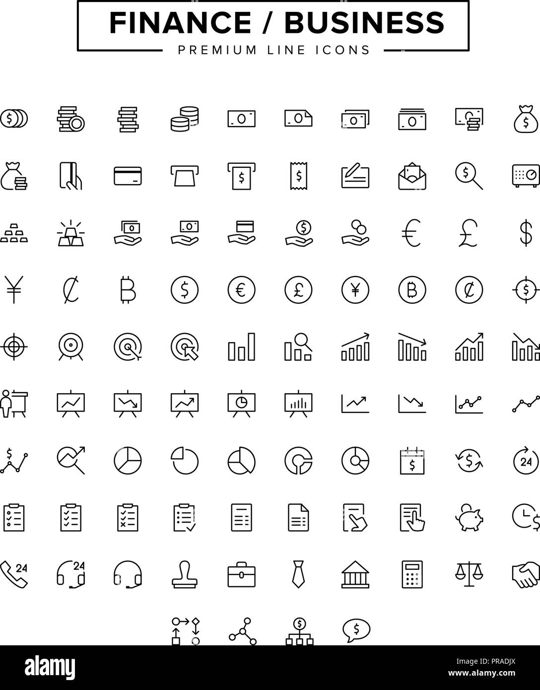 Business management set line Black and White Stock Photos & Images - Alamy