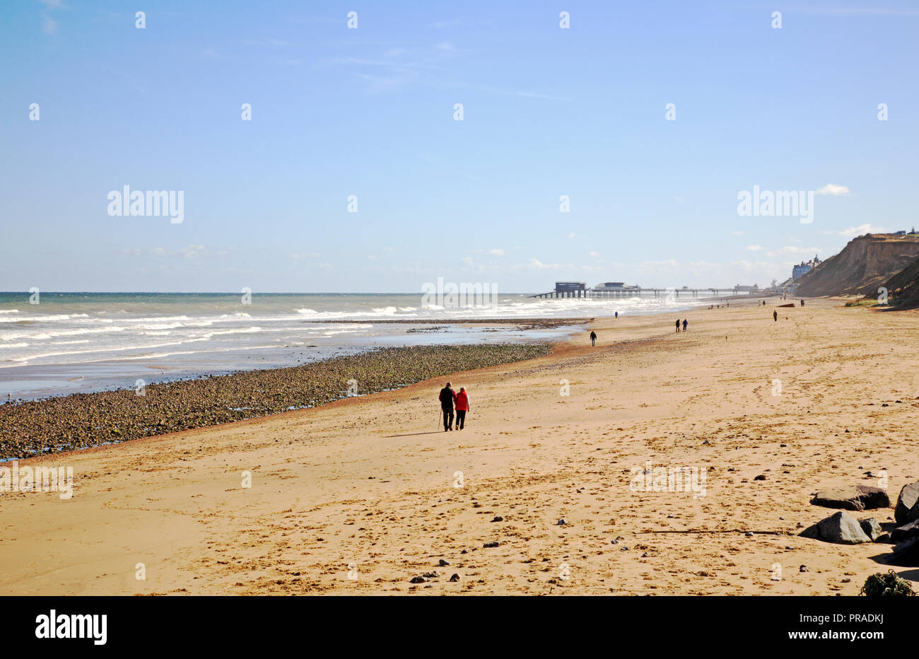 A view looking eastwards along the beach at the North Norfolk seaside ...