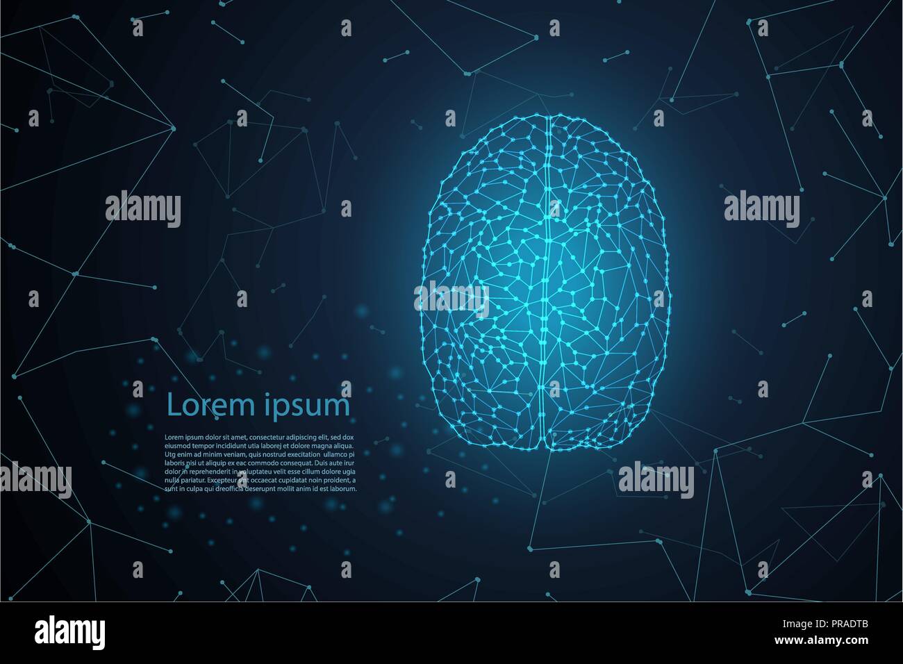 AI brain concept with polygonal brain with shining light vector ...