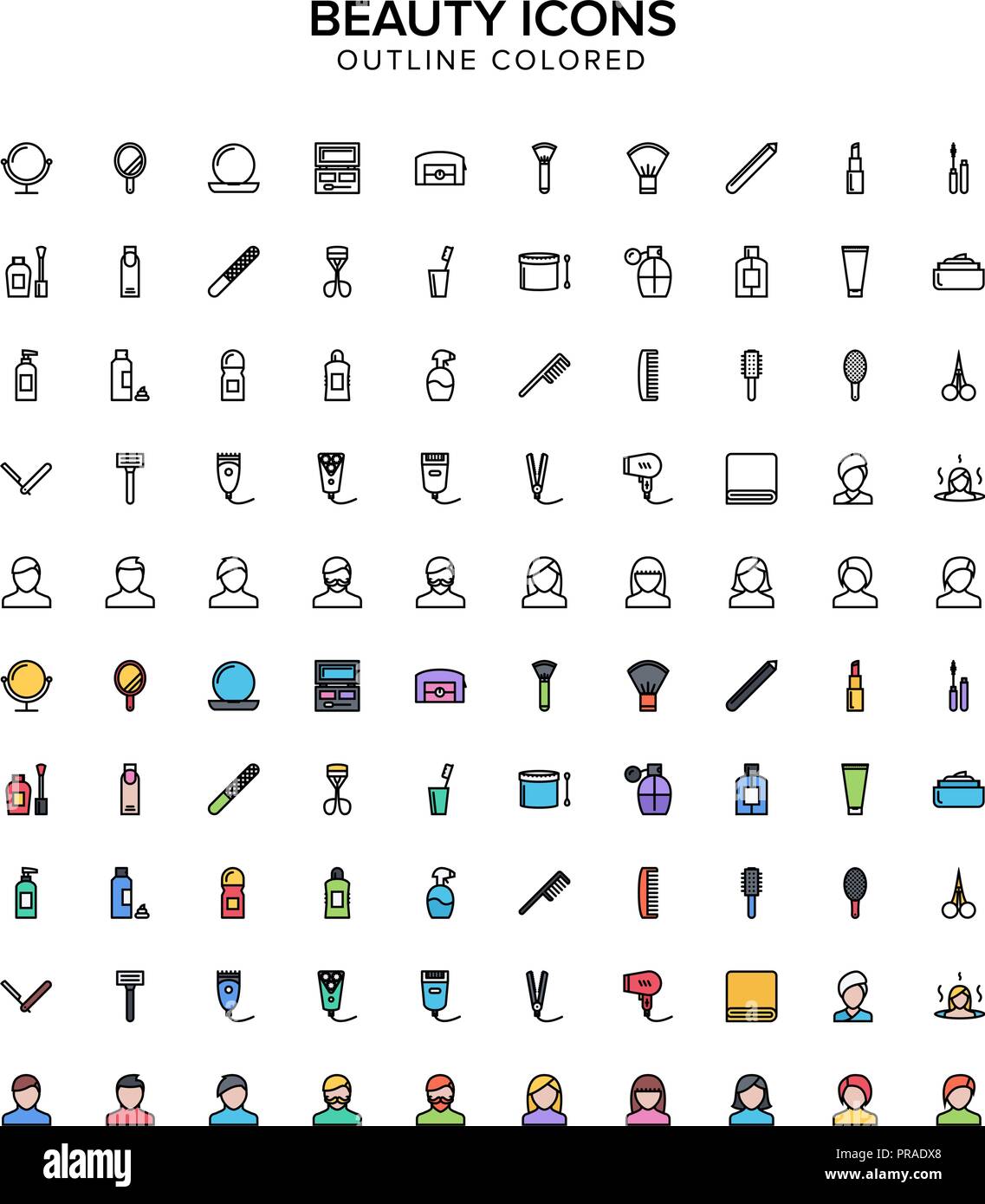 beauty outline colored icons Stock Vector Image & Art - Alamy