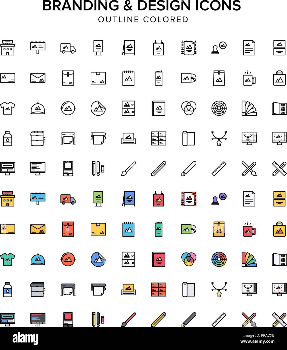 branding and design outline colored icons Stock Vector Image & Art - Alamy